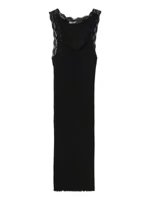 Bimba Y Lola Long Ribbed Vest Top - Black