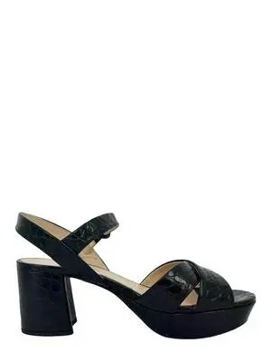 PRADA 2020s Croc-embossed Crisscross Sandals