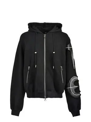 THUG CLUB Leather-panelled New Rock Hoodie - Black