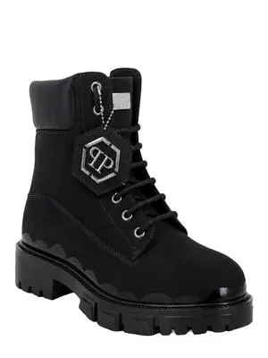 Philipp Plein Nabuk Lace-up Boots Immersed - Black