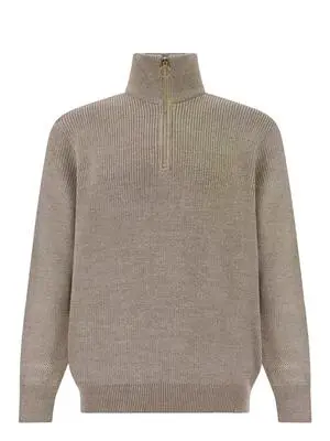 Paul & Shark Half-zip Ribbed-knit Sweater - Neutrals