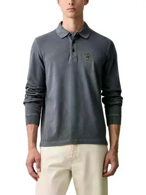 AERONAUTICA MILITARE Logo-embroidered Long-sleeve Polo Shirt - Grey