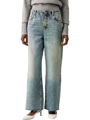 Patrizia Pepe Button-fastening Raw-cut Jeans - Blue