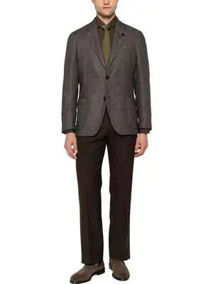 LARDINI Prince Of Wales-check Blazer - Brown