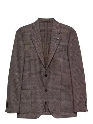 LARDINI Prince Of Wales-check Blazer - Brown