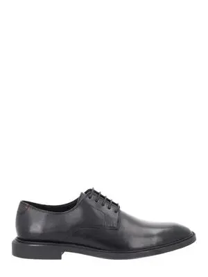 Hugo Derby Shoes In Smooth Leather With Embossed Logo - Black