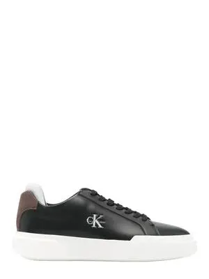 Calvin Klein Chunky Cupsole Logo-plaque Leather Sneakers - Black