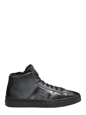 Santoni Shearling-lined High-top Sneakers - Black