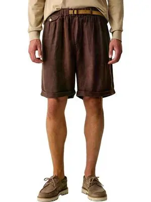 AERONAUTICA MILITARE Belted Pleated Shorts - Brown