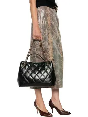 TORY BURCH Fleming Carryal Quilted Leather Tote Bag