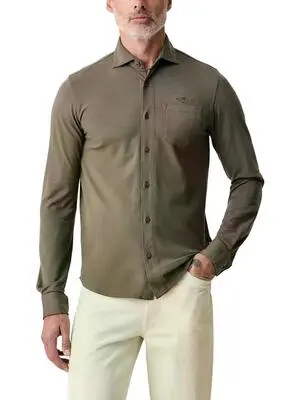 AERONAUTICA MILITARE Logo-embroidered Chest-pocket Shirt - Green