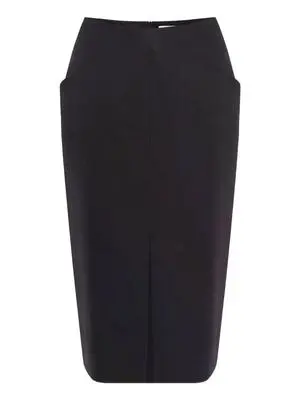 Balmain Cross-over Front-slit Midi Skirt - Black