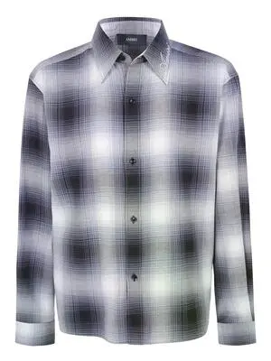 Amiri Check Embroidered-logo Shirt - Black