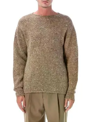 Auralee Flecked Boat-neck Sweater - Brown