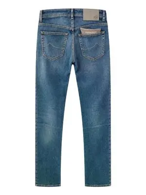 Jacob Cohen Logo-embroidered Faded-effect Jeans - Blue