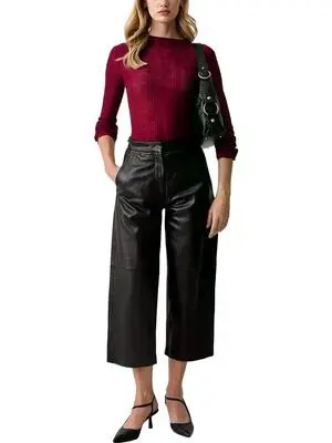 Patrizia Pepe Ribbed-knit Funnel-neck Jumper - Red