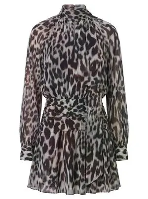 NICHOLAS Leopard-print Mini Dress - Black