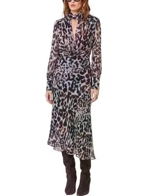 NICHOLAS Leopard-print Asymmetric Dress - Brown