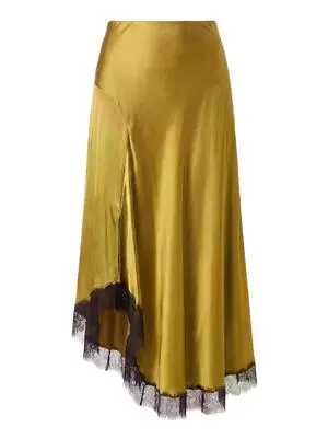 NICHOLAS Lace-trim Asymmetric Skirt Yellow