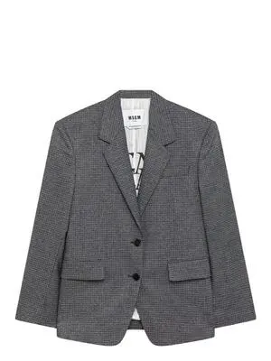 MSGM Check-pattern Single-breasted Blazer - Grey