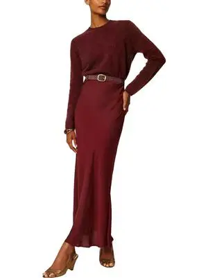 TWINSET Rhinestone-embellished Satin Maxi Skirt - Red