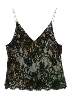 QUETSCHE Lace-overlay Camisole Top - Black