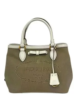 Prada 2013-2026 Canapa Logo Handbag Satchel - Brown