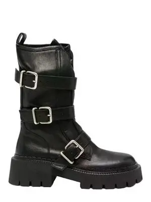 VIC MATIE Stivale Rock Buckle-strap Chunky-sole Boots - Black