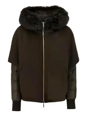 MOORER Fur-trim Layered-sleeve Jacket - Brown