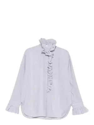 JUUN.J Ruffled Striped Shirt - Blue
