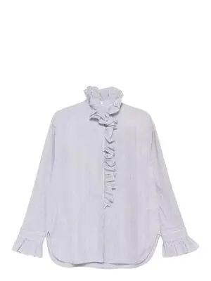 JUUN.J Ruffled Striped Shirt - Blue
