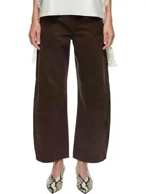 Bimba Y Lola Barrel Chocolate Denim Trousers With Buckle - Brown