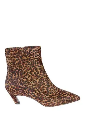 Ash Leopard-print Calf Hair Ankle Boots - Brown