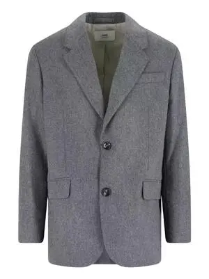 AMI Paris Notched-lapels Single-breasted Blazer - Grey