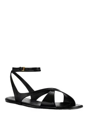 Khaite Liria Ankle-strap Flat Sandals - Black