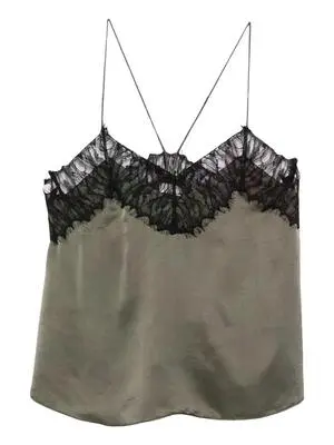 IRO PARIS Lace-trim Top - Green