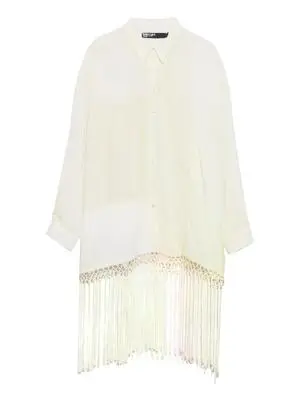 BIMBA Y LOLA Cream Patchwork Fringed Shirt