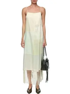 BIMBA Y LOLA Cream Patchwork Dress With Fringe Details