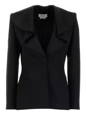 Alexander McQueen Ruffled Collarless Fitted Blazer Black
