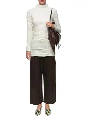 BIMBA Y LOLA Ivory T-shirt With Ruched Texture