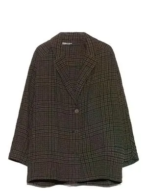 Bimba Y Lola Checked Straight Tailored Wool Blazer - Brown
