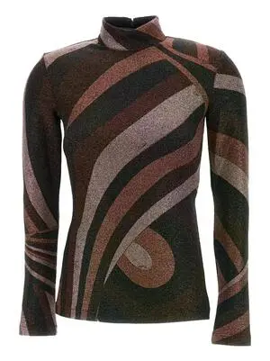 Emilio Pucci Iride-print Glitter-effect Top - Brown