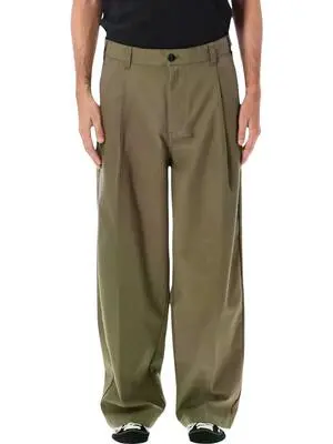 Obey Dean Pleated Wide-leg Trousers - Neutrals