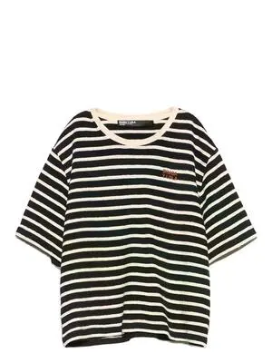 Bimba Y Lola Striped Terry Cotton Boxy T-shirt - Black
