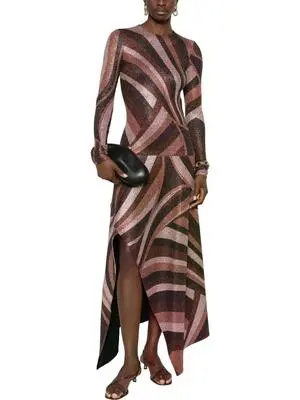 Emilio Pucci Iride-print Asymmetric Midi Dress - Brown