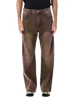 Obey Faded-effect Straight-leg Jeans - Brown