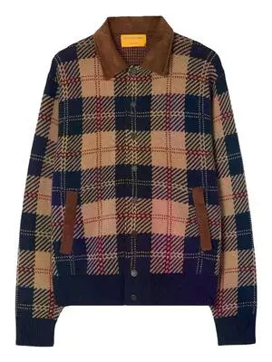 Guest In Residence Check-pattern Corduroy-collar Bomber Jacket - Neutrals