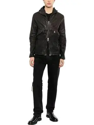 GIORGIO BRATO Hooded Leather Jacket - Black