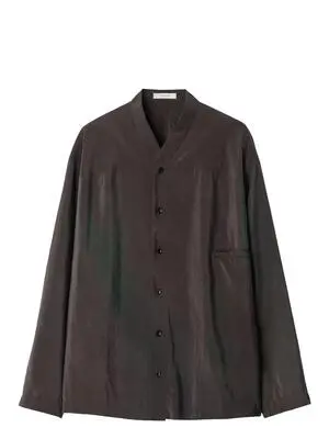 LEMAIRE V-neck Shirt In Dry Silk - Brown