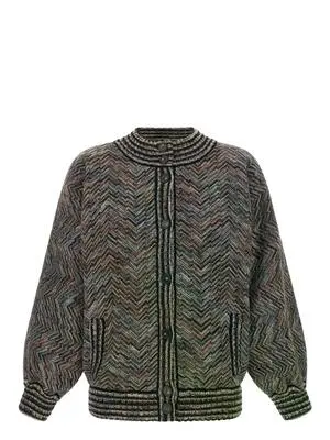 Missoni Chevron-knit Bomber Jacket Grey
